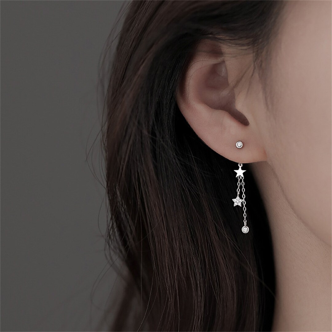 925 Sterling Silver Star Tassel Earrings One for Two Wear - Etsy UK
