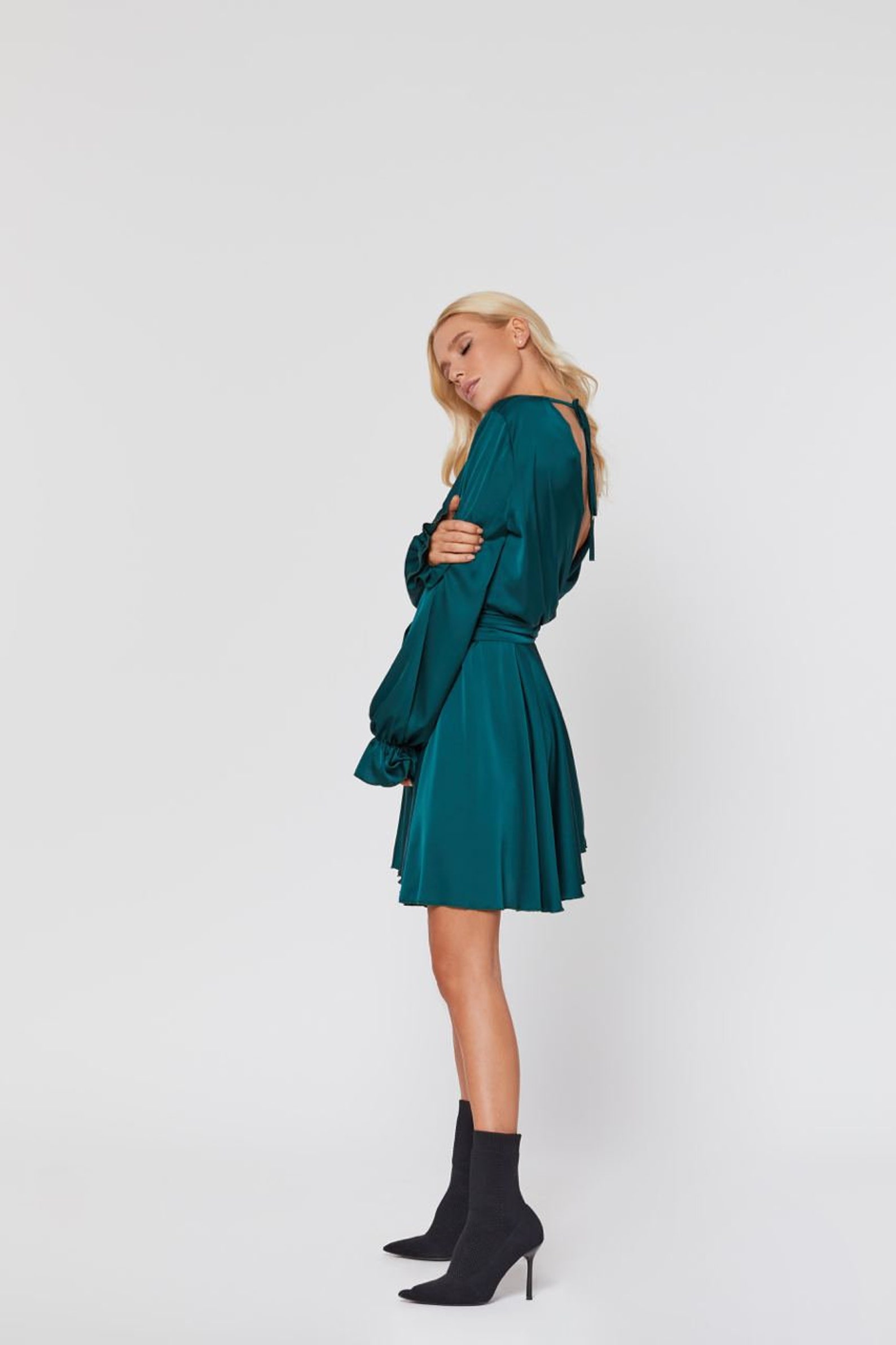 Emerald Green Silk Mini Cocktail Dress/ Wedding Guest Dress/ - Etsy