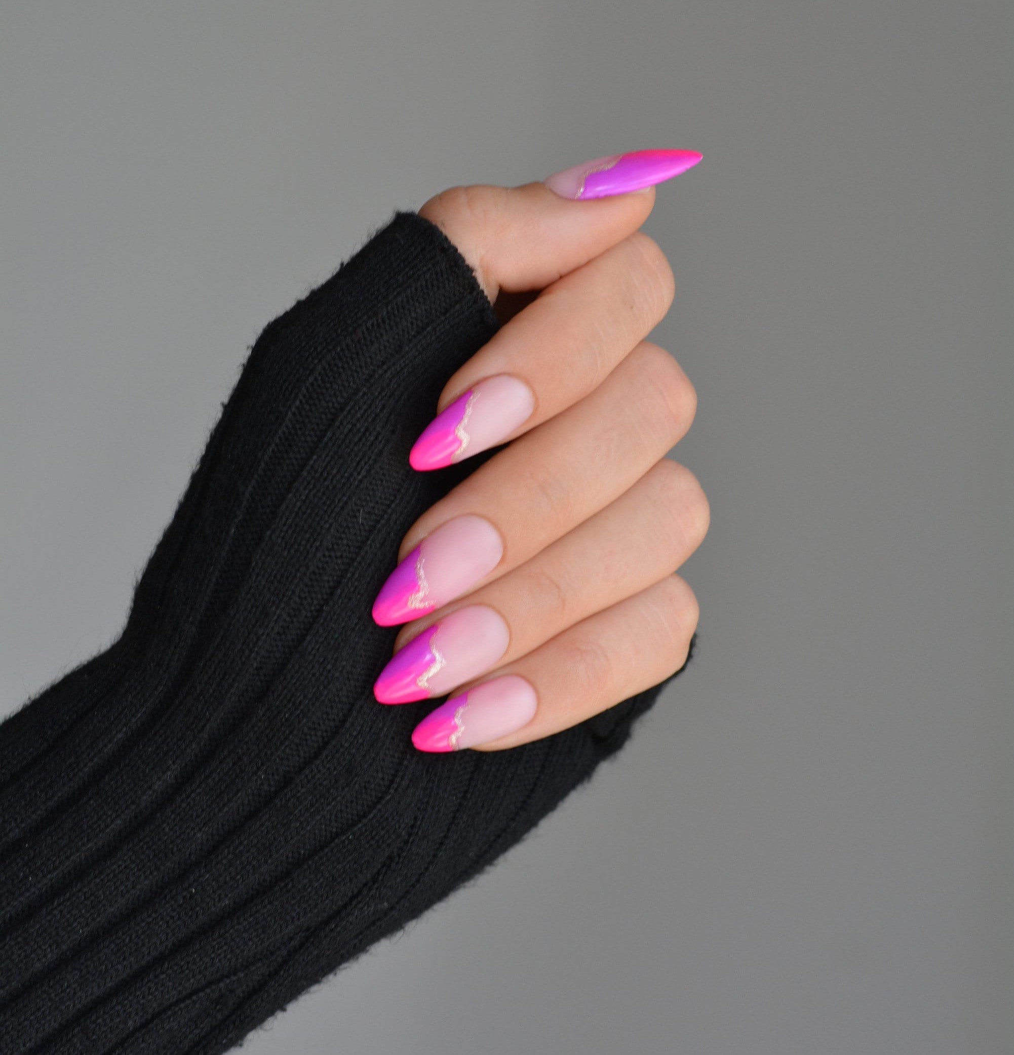Neon Pink French Tip Nails