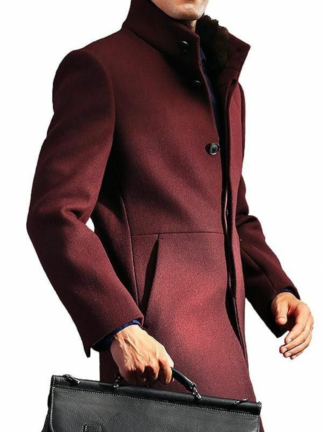 Men Maroon Overcoat Vintage Long Trench Coat Men New Jacket Coat Mens ...