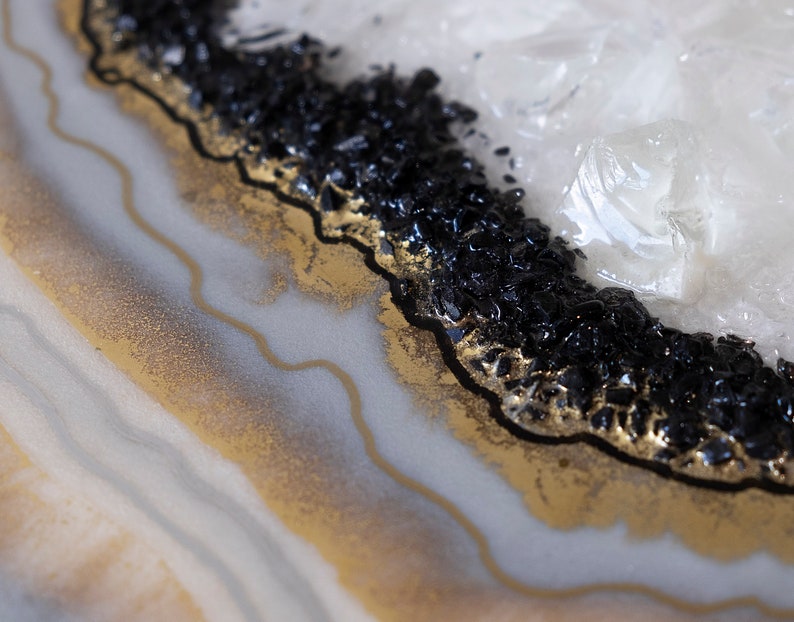 Resin Artwork Geode Epoxy Art Resin Geode Gray Silver Black Gold ...