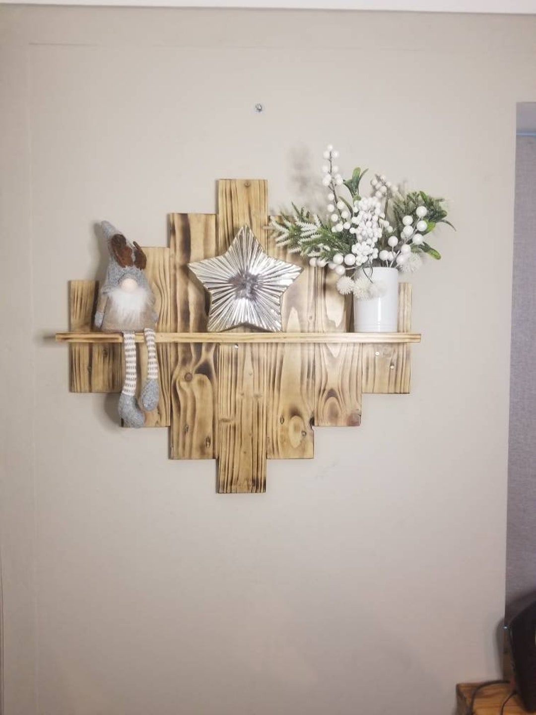 Reclaimed Rustic Wooden Wall Shelving With Brackets - Etsy
