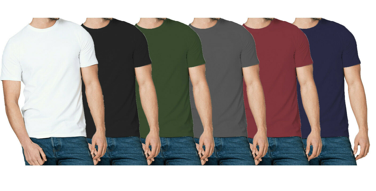 Mens 5 Pack Cotton Plain Heavy T Shirts Top Wholesale S-XL Tshirt Men ...