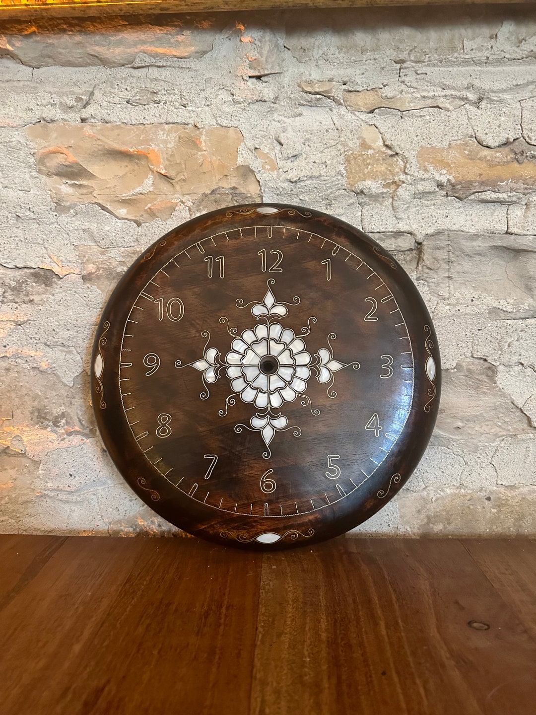 Wooden Mother-of-pearl Wall Clock, Decorative Wall Clock, Handmade Wall ...