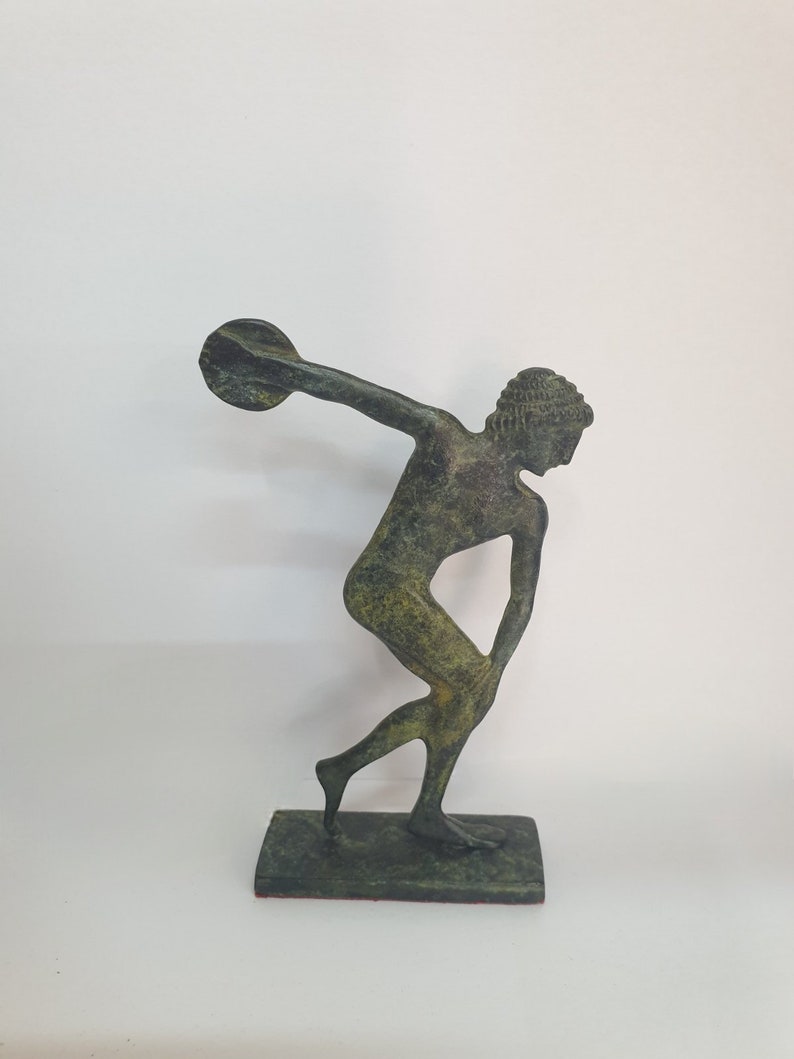 Ancient Greek Discobolus Statue - Bronze Miniature Discus Thrower ...