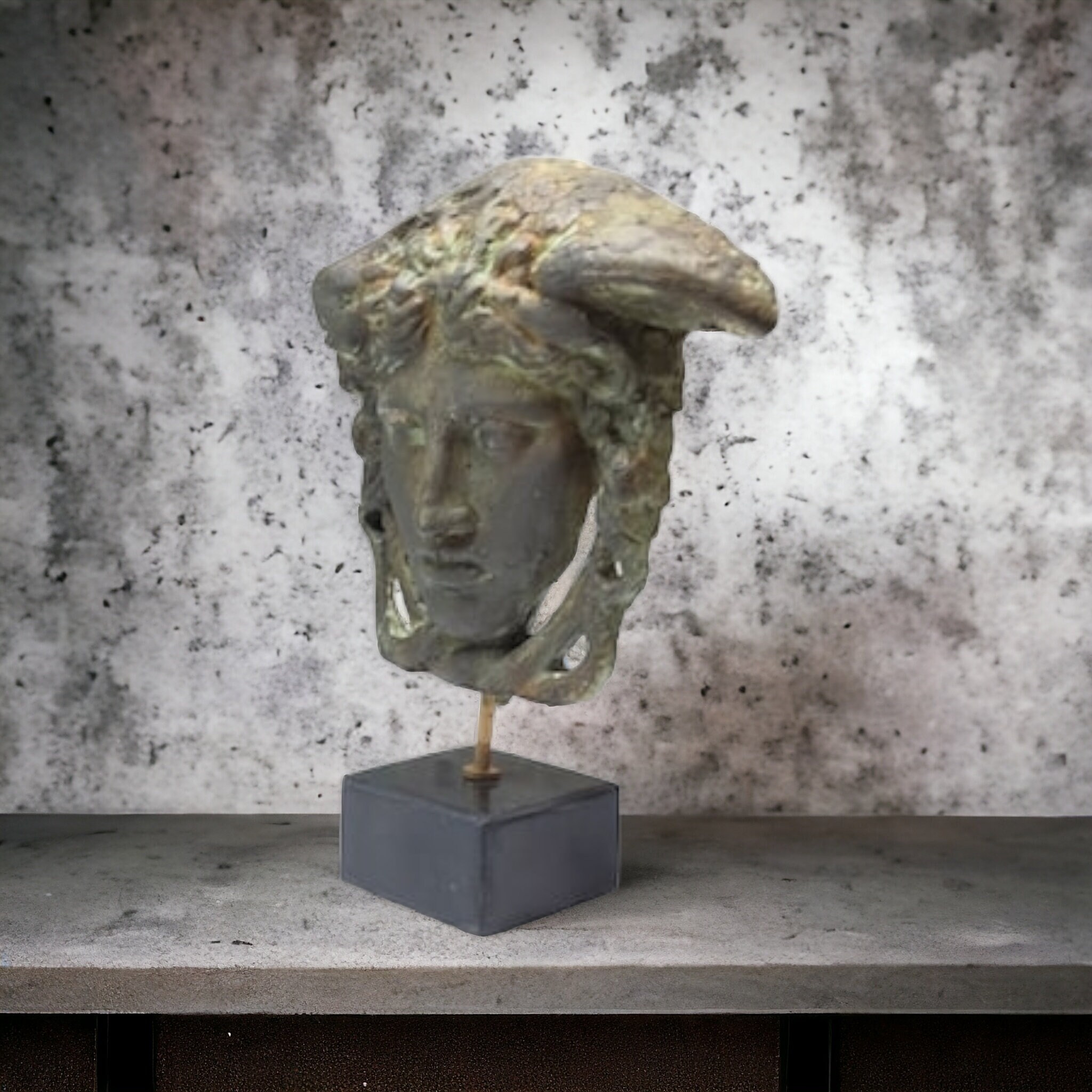 Medusa Head Bust Handcrafted Sculpture With Pedestal Base - Classic ...
