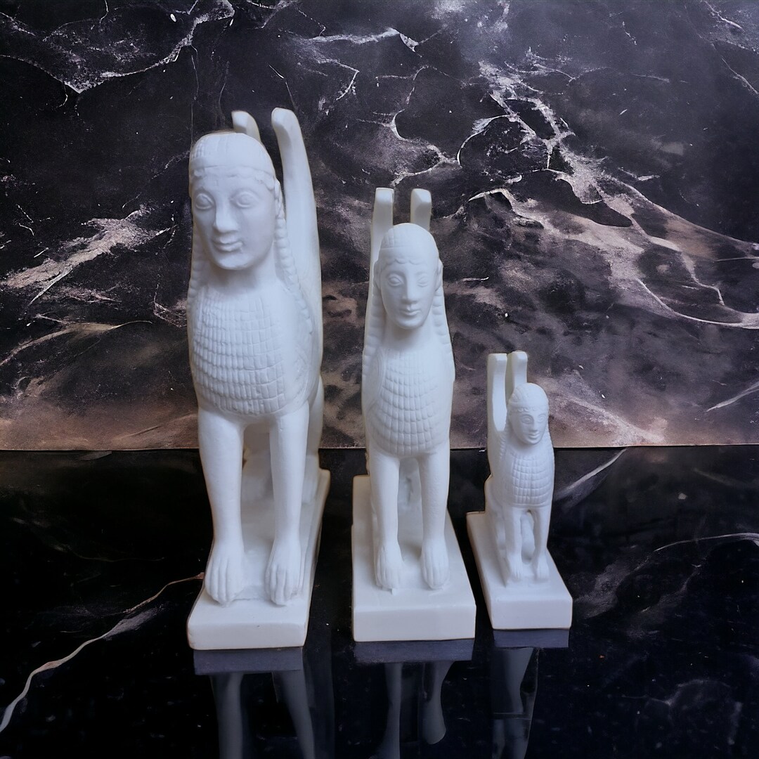 Handcrafted Egyptian Sphinx Statue Made of Authentic Alabaster - Unique ...