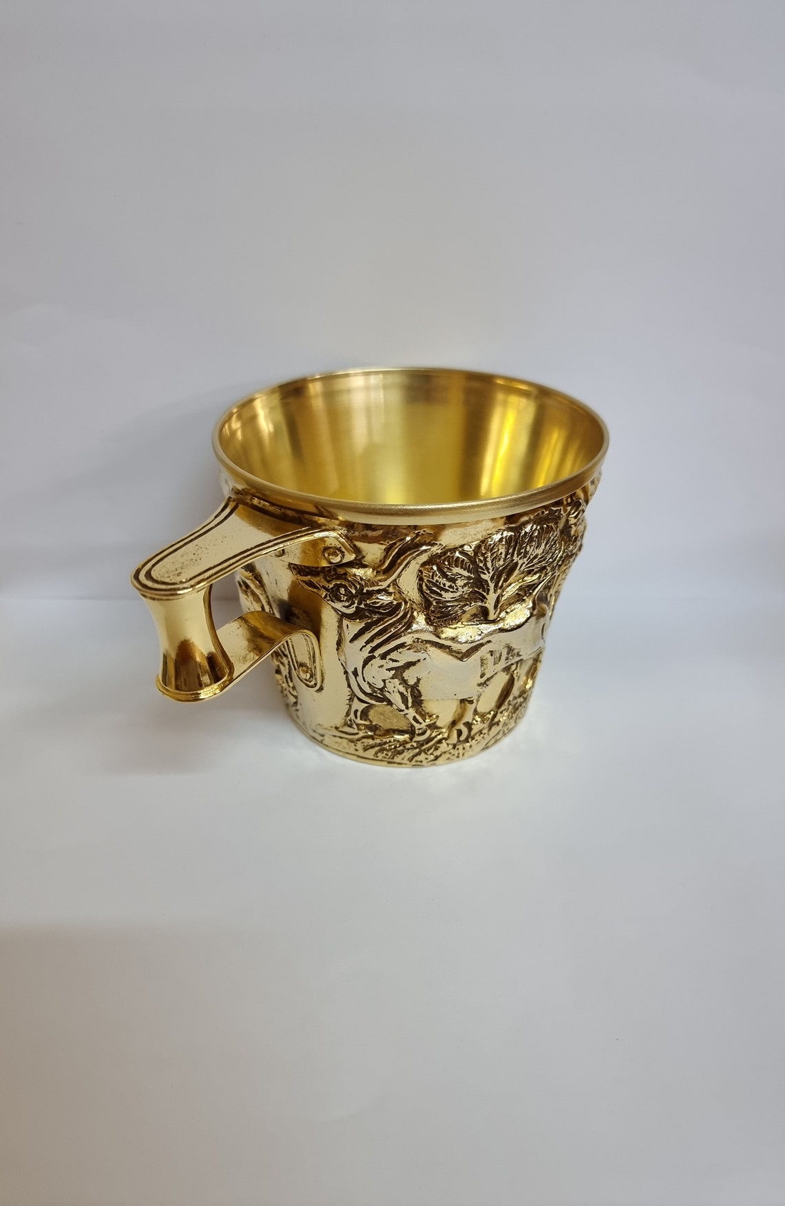 24K Gold-plated Minoan-mycenaean Cup - Large Copper Goblet, Luxurious ...