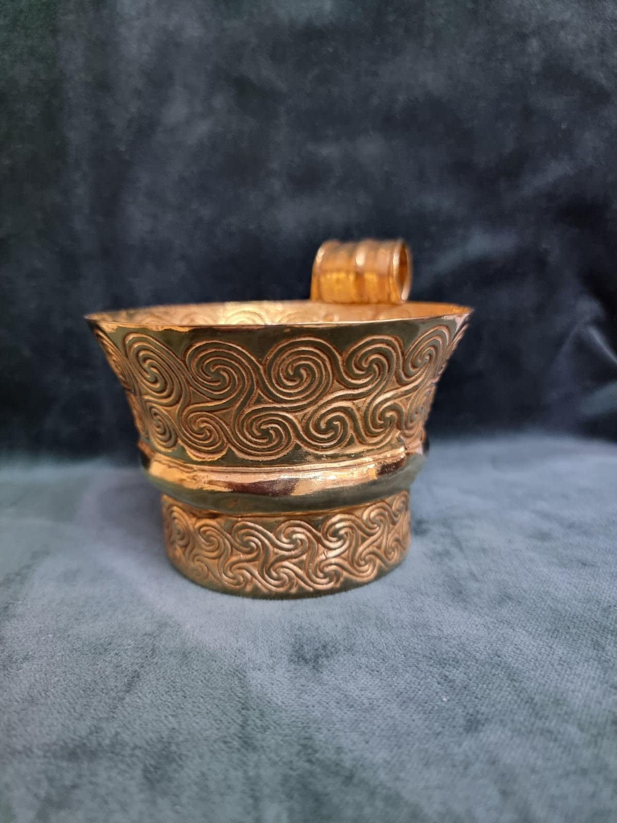 24K Gold-plated Mycenaean Cup - Copper Spiral Decor, Ancient Greek ...