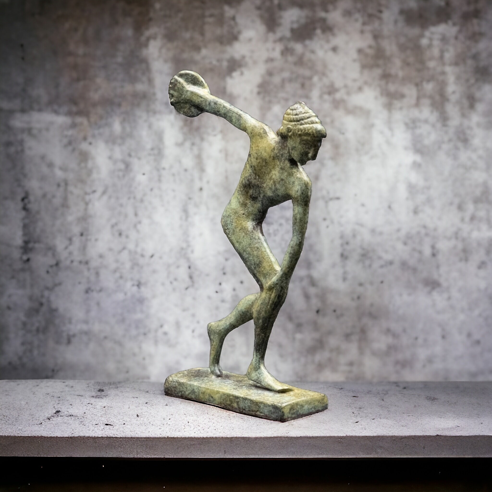 Ancient Greek Discobolus Statue - Bronze Miniature Discus Thrower ...