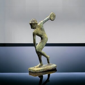 Ancient Greek Discobolus Statue - Bronze Miniature Discus Thrower ...