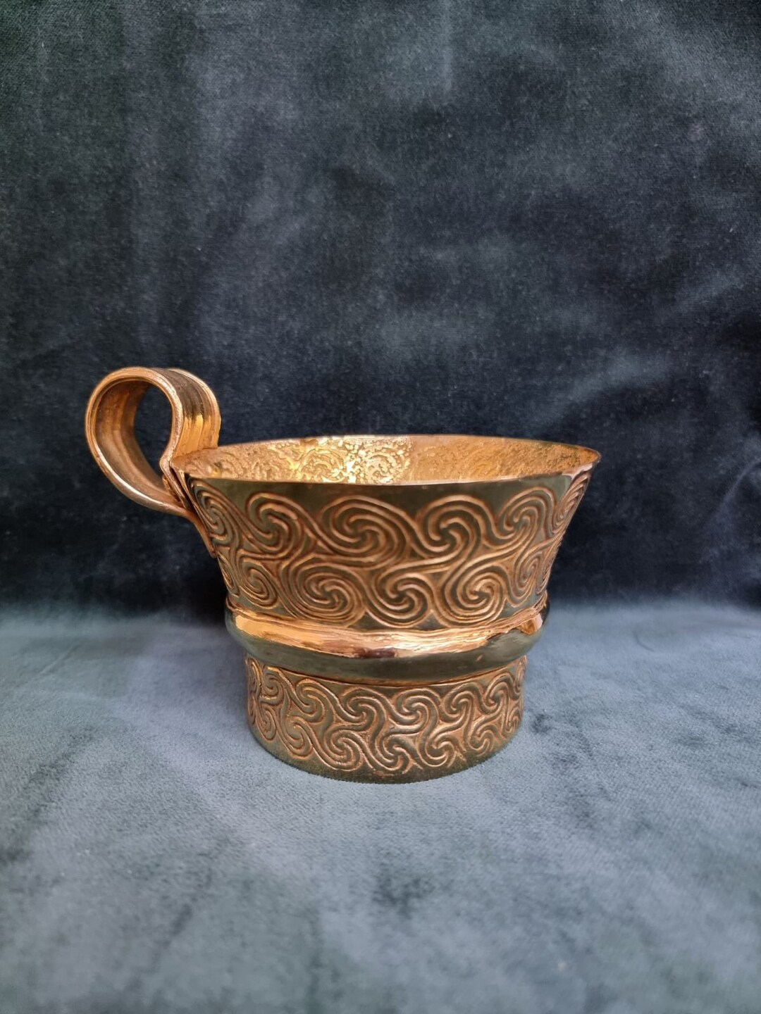 24K Gold-plated Mycenaean Cup - Copper Spiral Decor, Ancient Greek ...