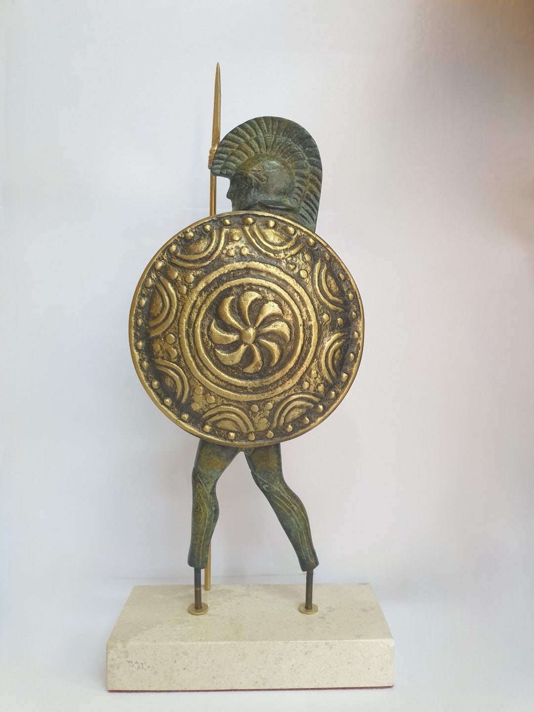 Spartan Warrior Bronze Statue - Ancient Greek Soldier Figurine With ...