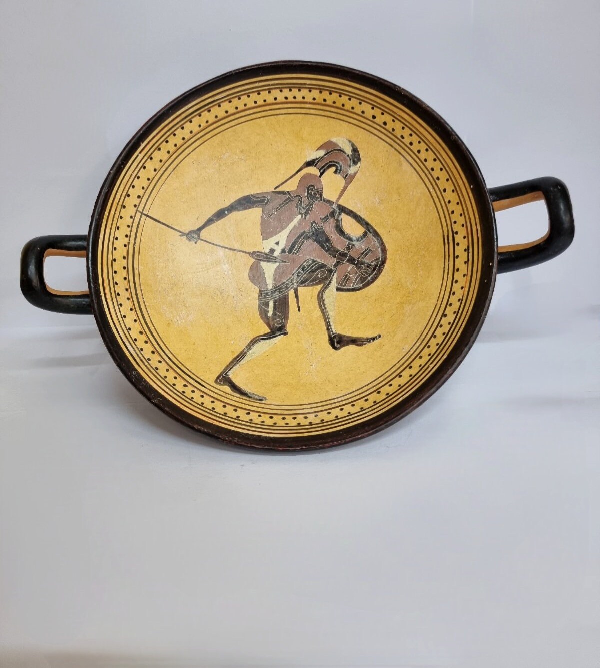 Laconian Black Figure Kylix With an Hoplite soldier, Reproduction From ...
