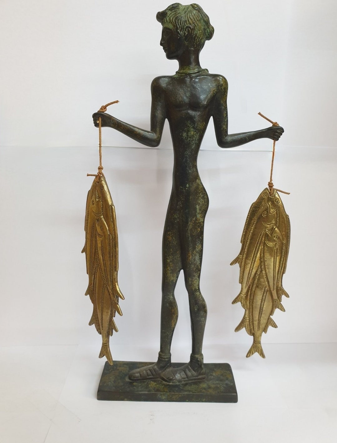 Minoan Fisherman Bronze Sculpture - Santorini Thera Fresco 16th Century ...