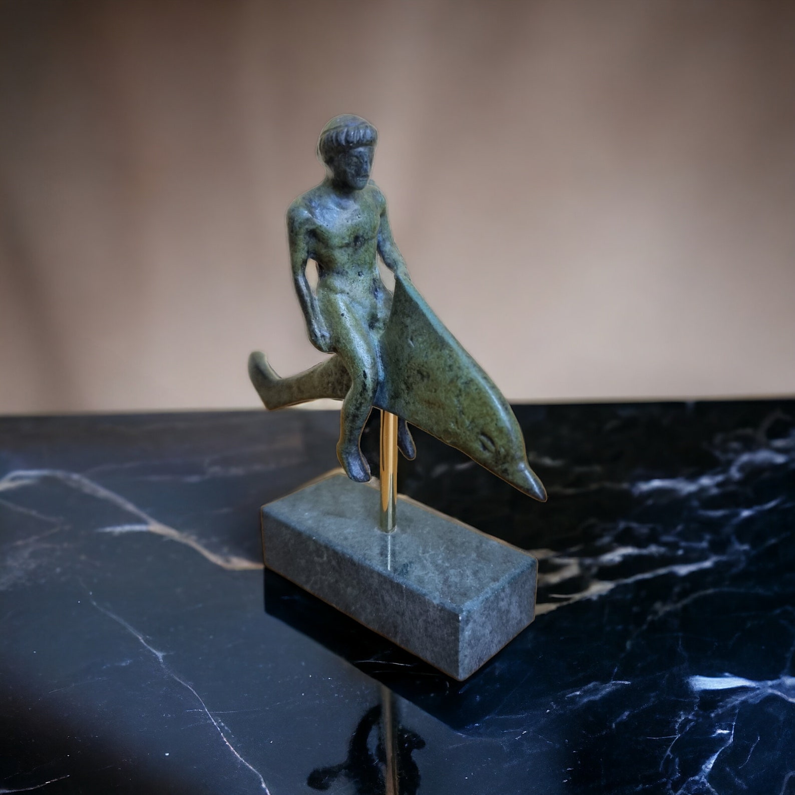 Handcrafted Bronze Apollo Statue With Dolphin - Greek God Apollo ...
