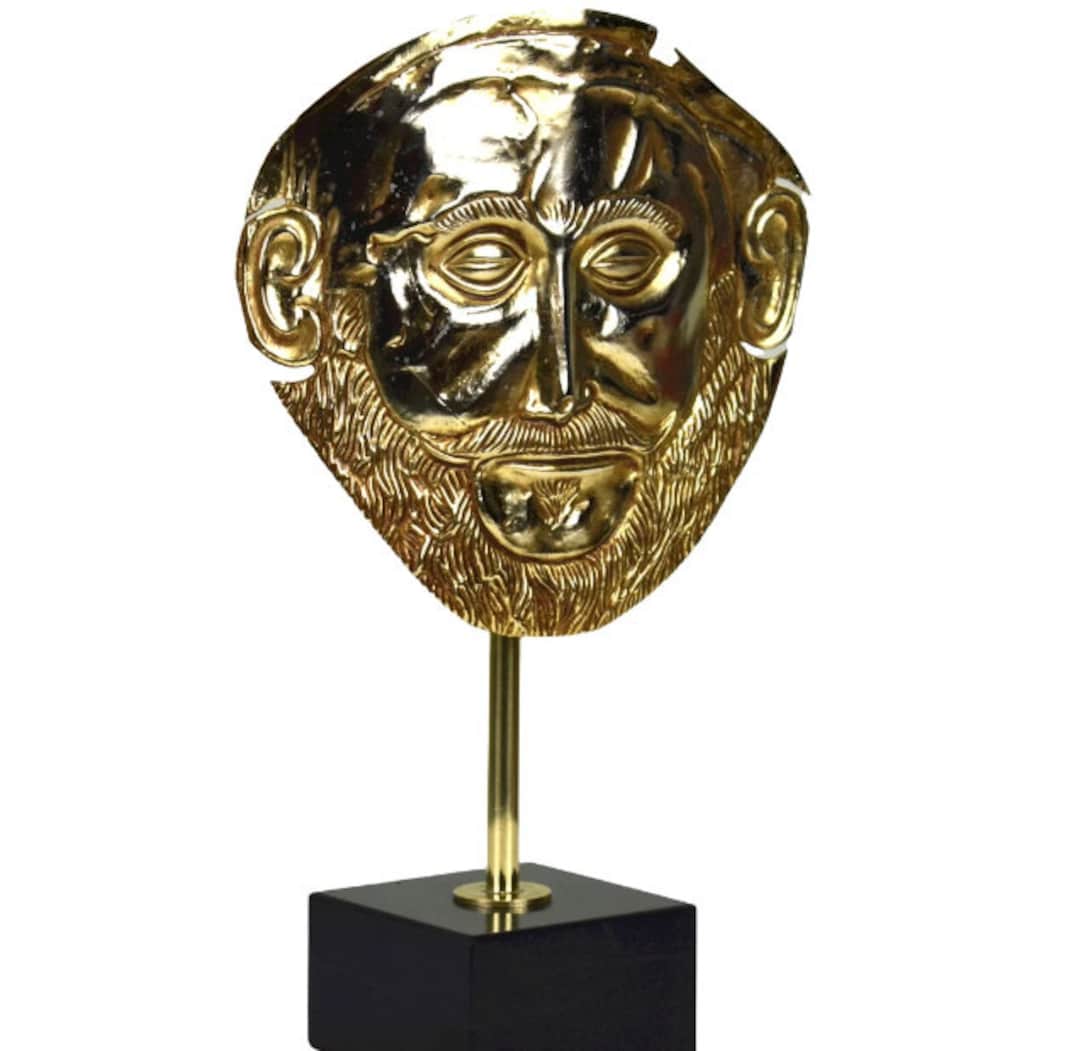 King Agamemnon Mycenae Mask Replica - 1600 BC Gold-plated Copper Museum ...