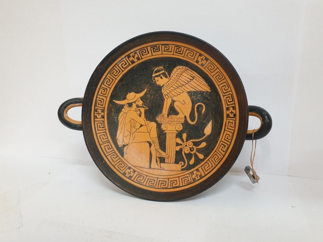Attic Red-figure Kylix: Oedipus and the Sphinx of Thebes Reproduction ...