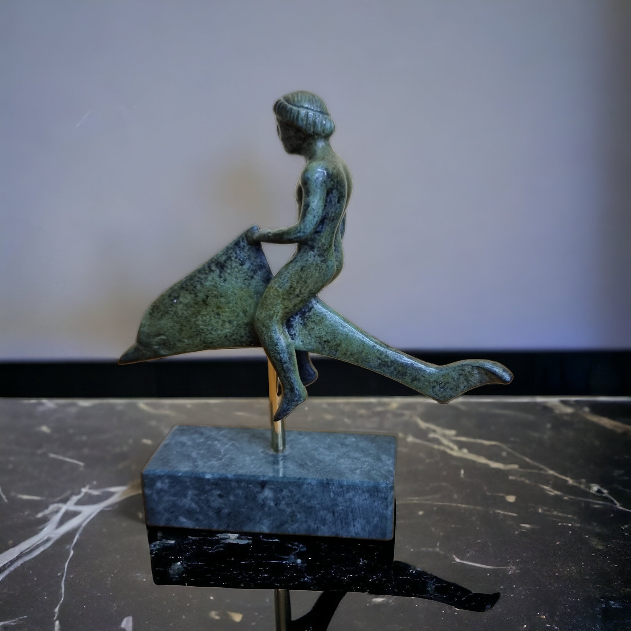 Handcrafted Bronze Apollo Statue With Dolphin - Greek God Apollo ...