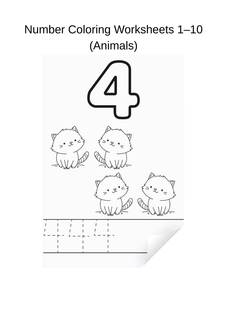 Number Coloring Pages With Animals – Numbers 1–10 Printable Worksheets ...