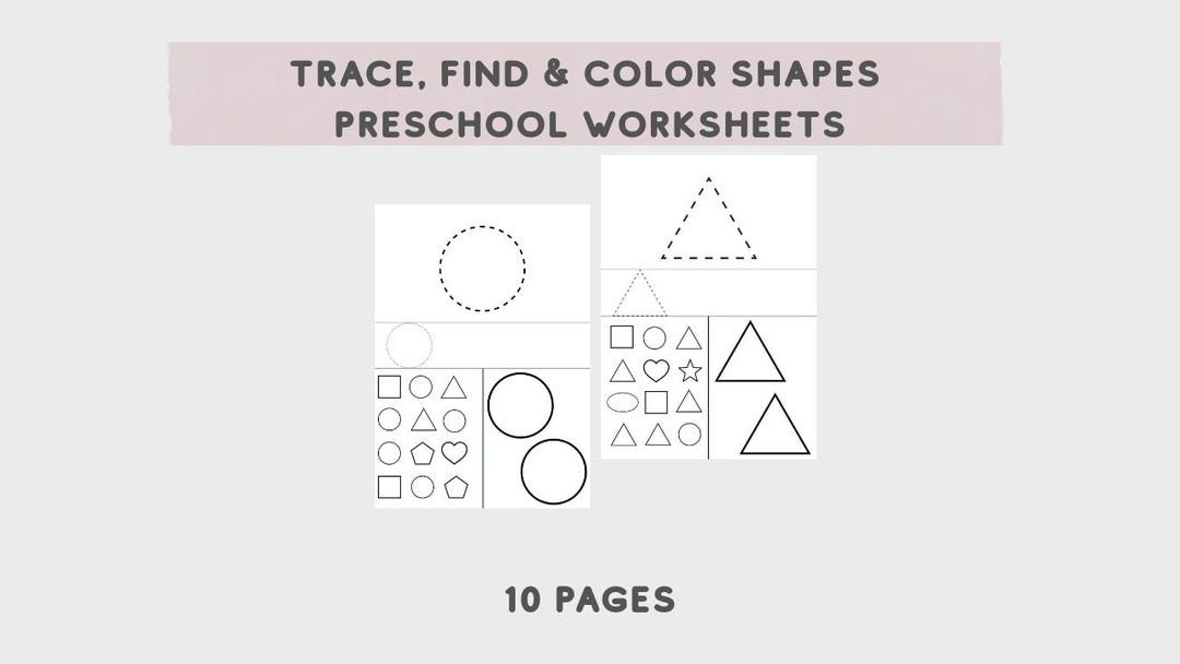Trace, Find & Color Shapes – Preschool Worksheets I Instant Download I ...
