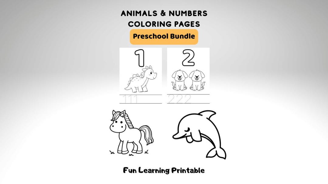 Animals & Numbers Coloring Pages Bundle – Preschool Printable ...