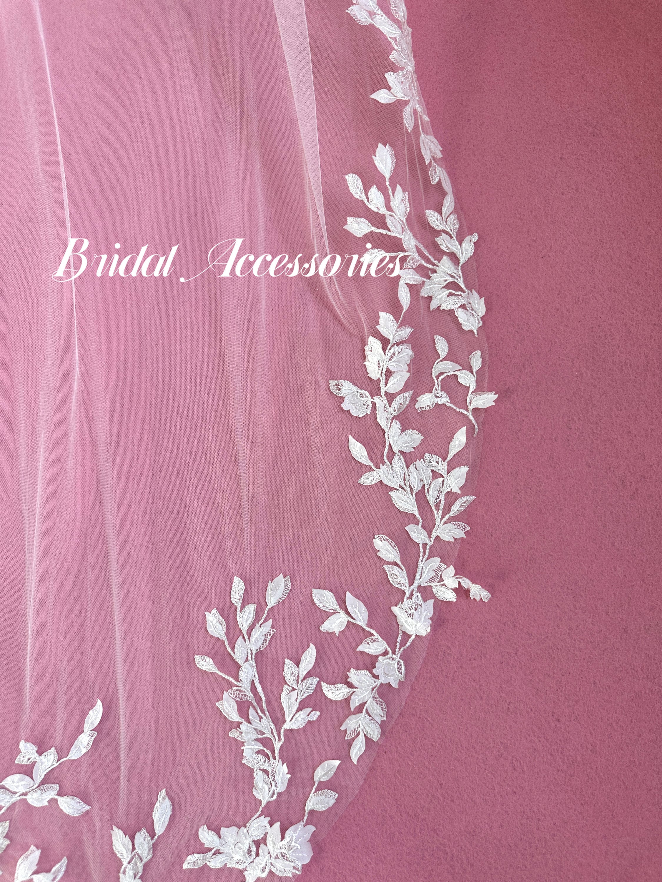 Ivory Leaf Lace Wedding Veil,soft Bridal Veil,floor Length Veil ...