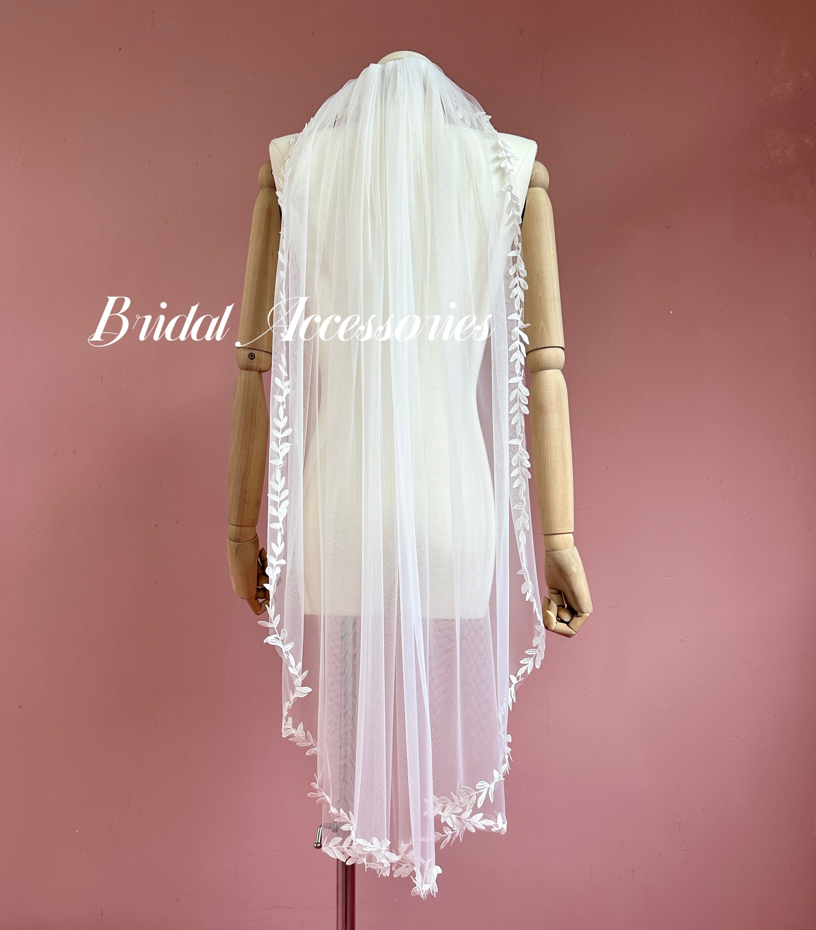 Wedding Leaf Lace Veil,simple Lace Veil,bridal Leaves Lace Veil,ivory ...