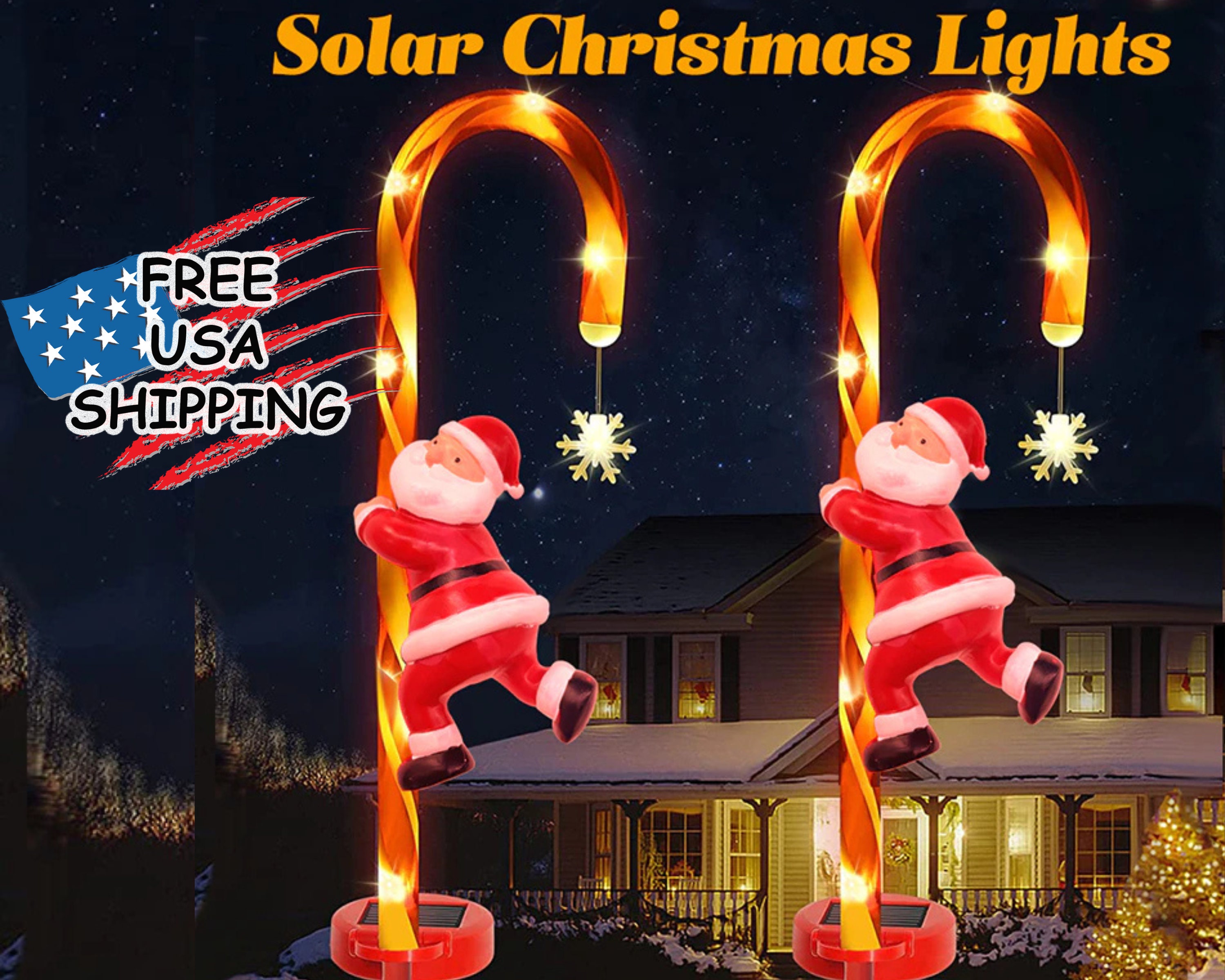 Solar Candy Cane Outdoor Light - Etsy