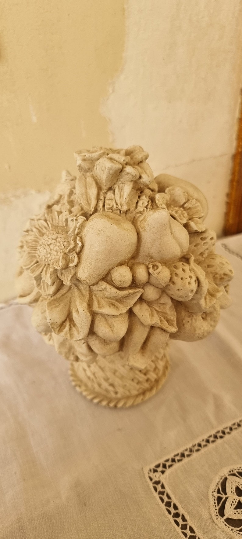 Italian Cast Plaster Fruits Basket Ornament. - Etsy