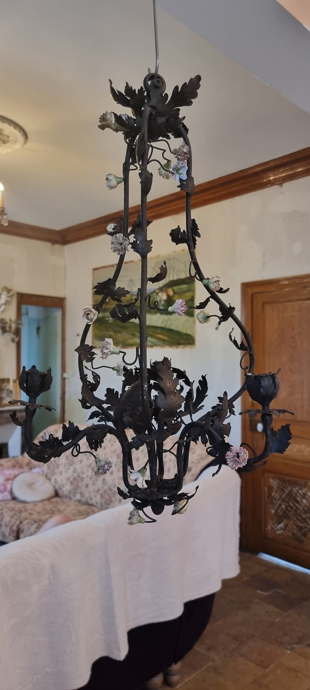 Stunning XIX Century French Darkened Toleware Bronze Three Way Candle ...