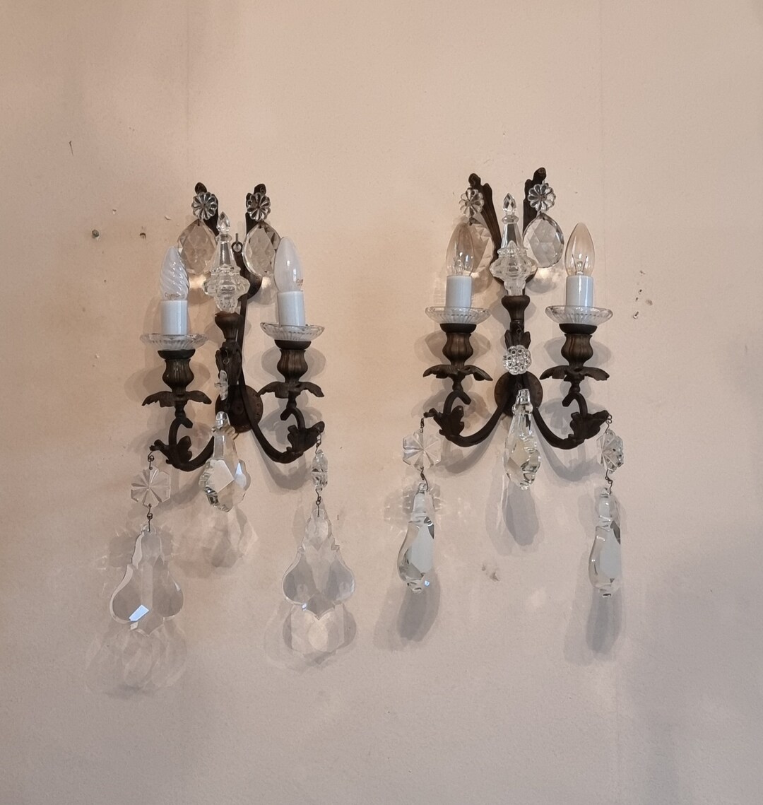Set of Two French Darkened Bronze Two Way Sconces/girandoles,huge ...