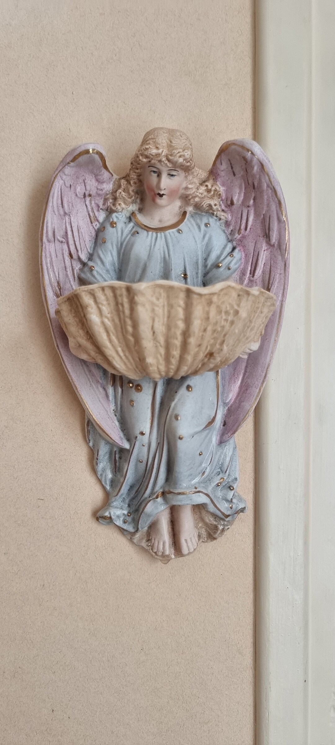 Holy Water Font Vessel Angel Bisque Handpaited. - Etsy