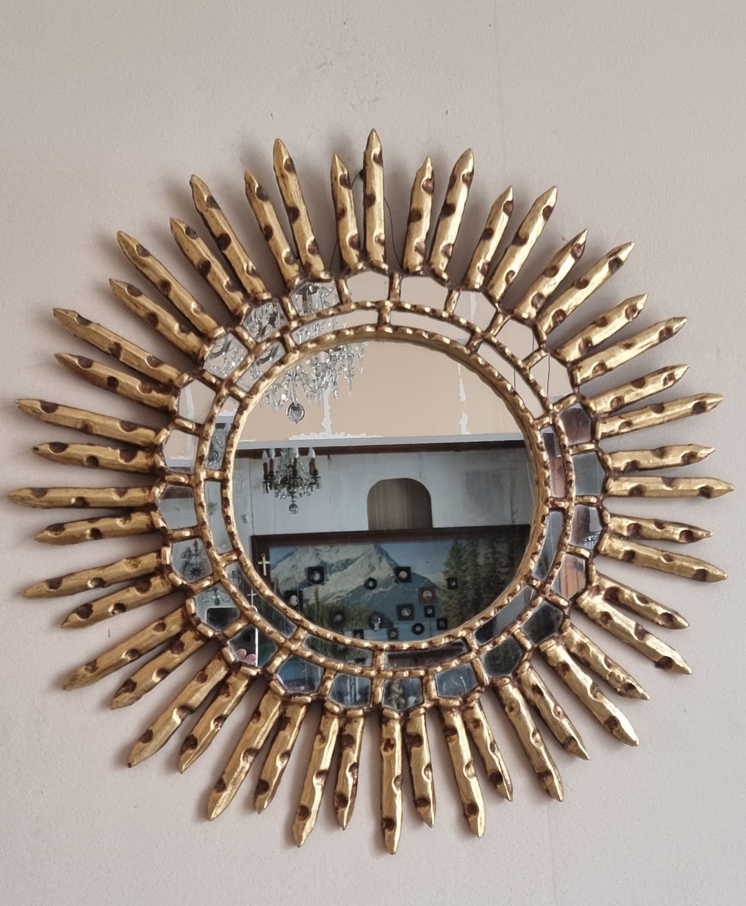 Sunburst Mirror,italian Style, Sun Rays Mirror, Sun Mirror, Gold Leaf ...