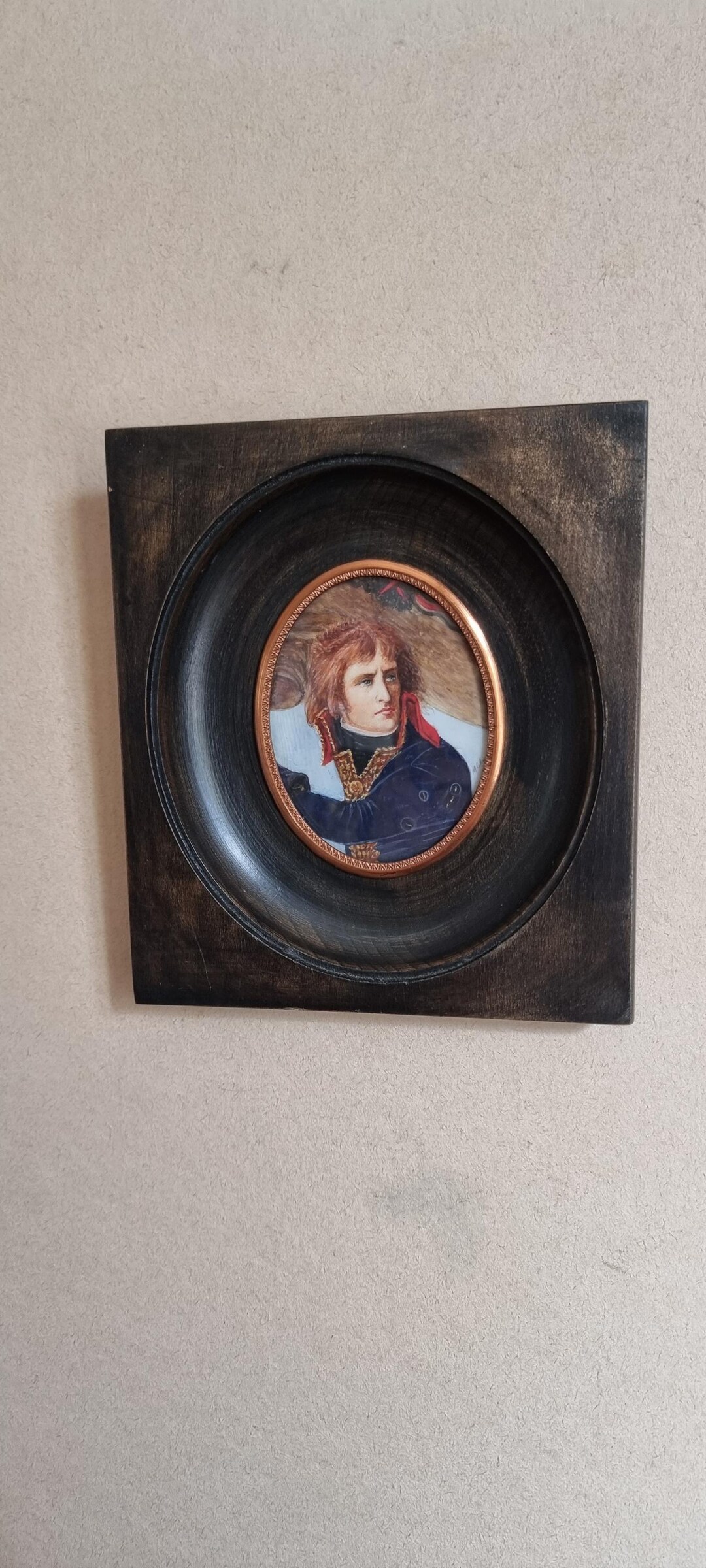 Beautifull Watercolor Miniatiure in Brown Ebony Frame With Embossed ...