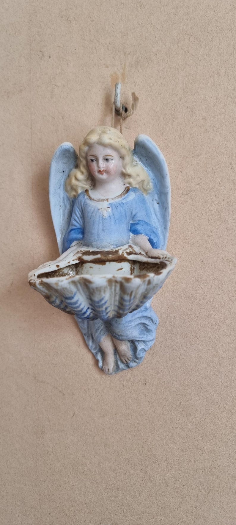 Holy Water Font Vessel Angel Bisque Handpaited. - Etsy