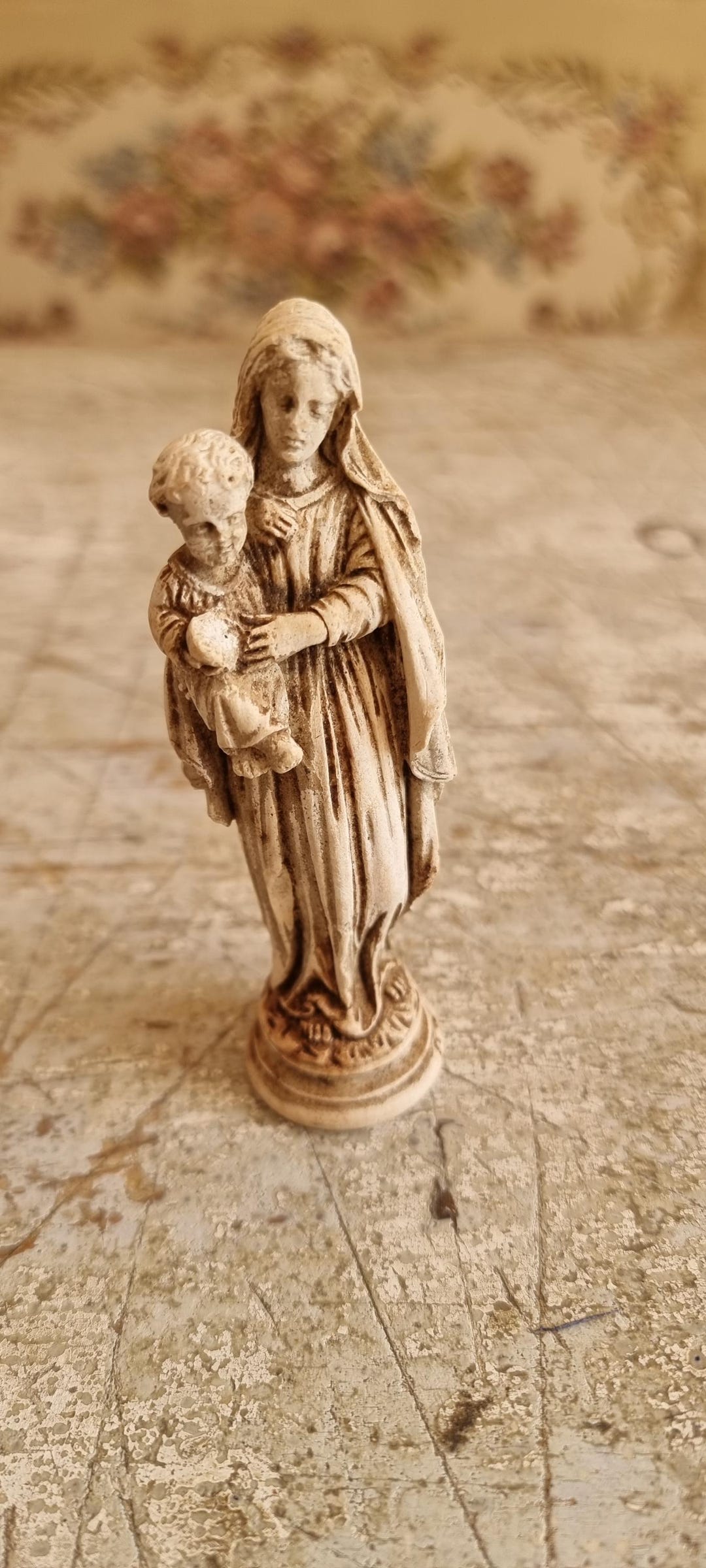 French Antique Tiny Religious Statue, 19th,madonna Holding Baby Jesus ...