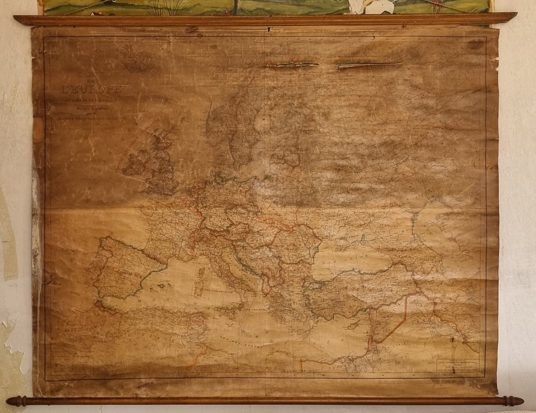 French Antique Europe Map Dating 1926 in Original Frame - Etsy