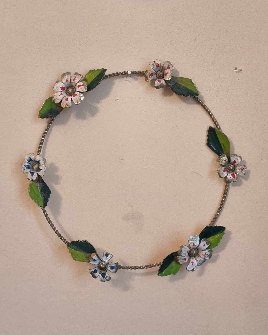 Increadible Pretty Metal Crown With Handpainted Enamel Flowers and ...