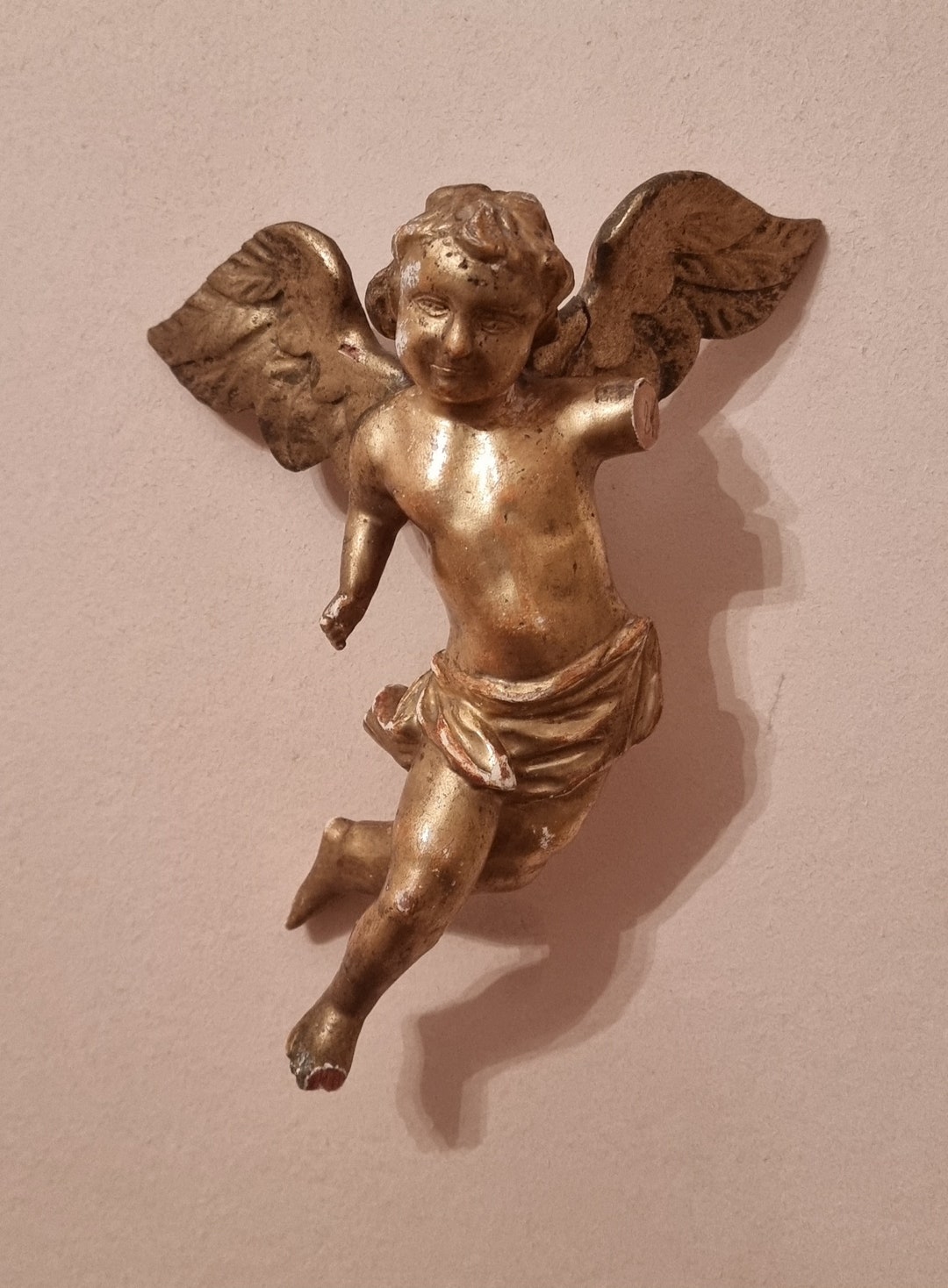 Italian Religious Art Cherub Angel in Polychrome Wood With Gesso and ...