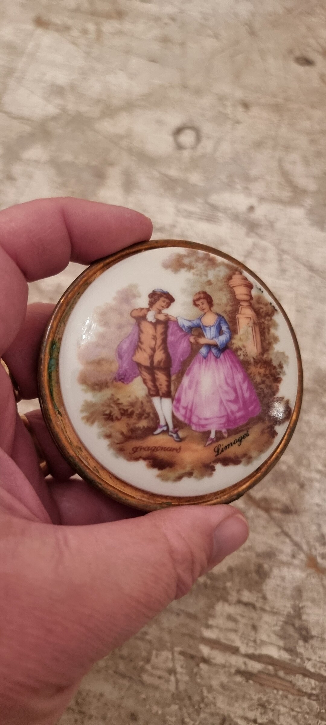 Beautifull French Limoges Porcelain Powder Box With Courting Couple on ...