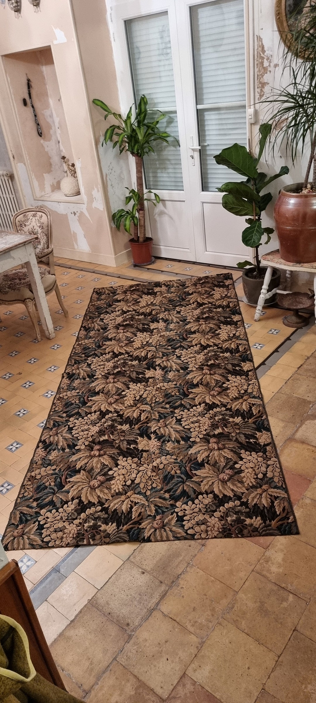 Antique French Chateau Long Large Wall Hanging Tapestry Tapestries ...