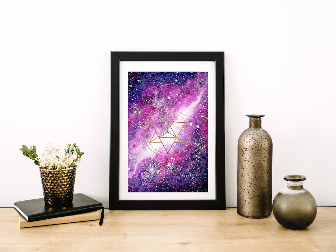 Watercolor Galaxy Painting Wall Art Sacred Geometry - Etsy