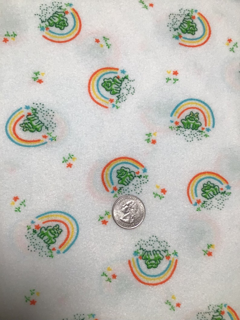 Vintage Brushed Fleece With Green Frogs and Rainbows - Etsy