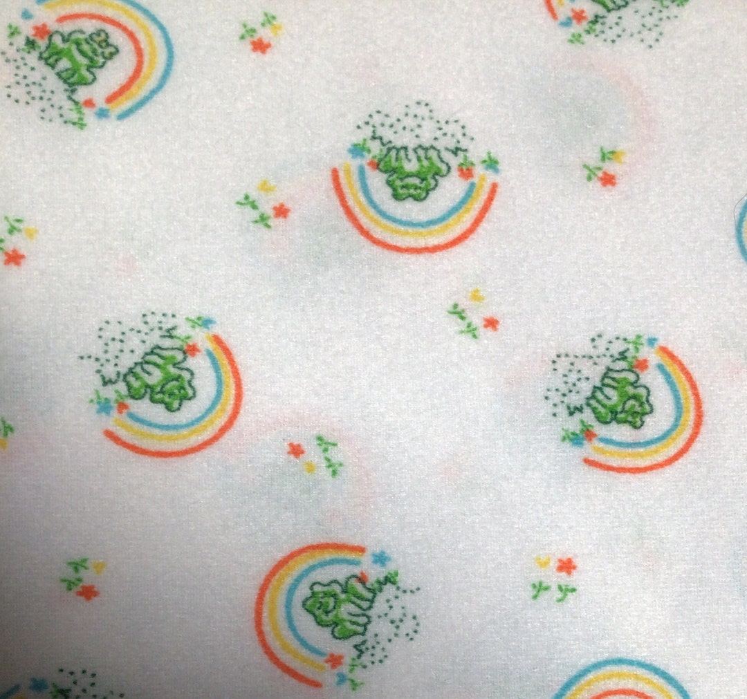 Vintage Brushed Fleece With Green Frogs and Rainbows - Etsy