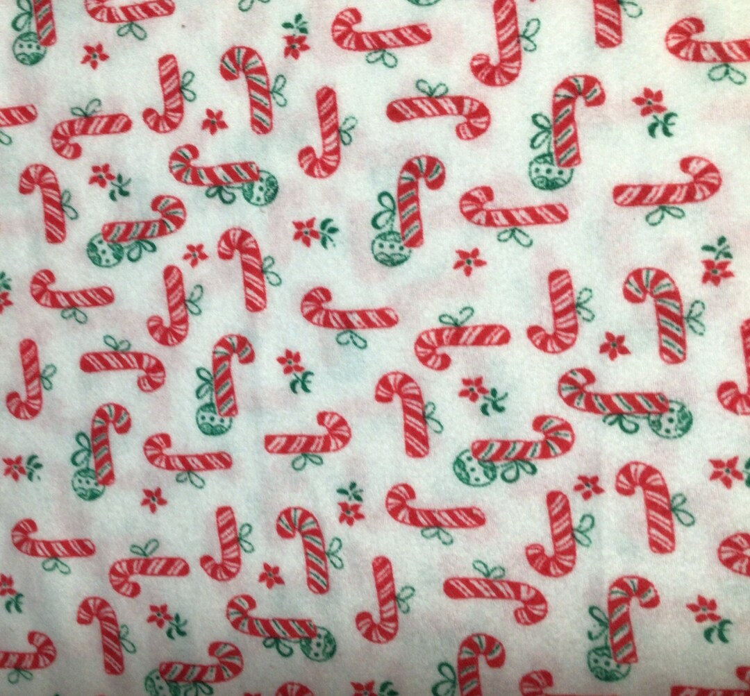 Vintage Brushed Fleece With Candy Canes - Etsy