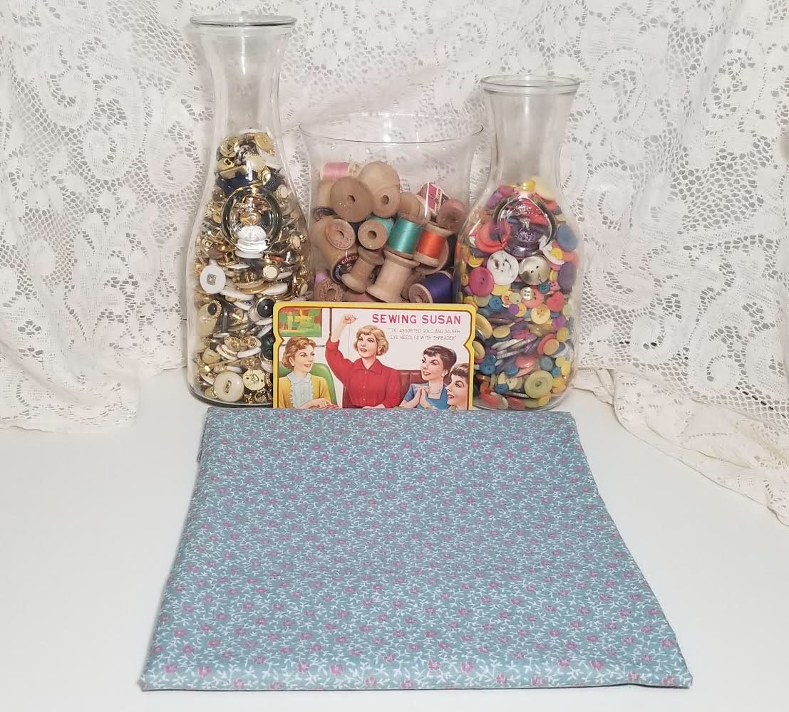 Vintage Calico Fabric in Blue With Pink Flowers - Etsy