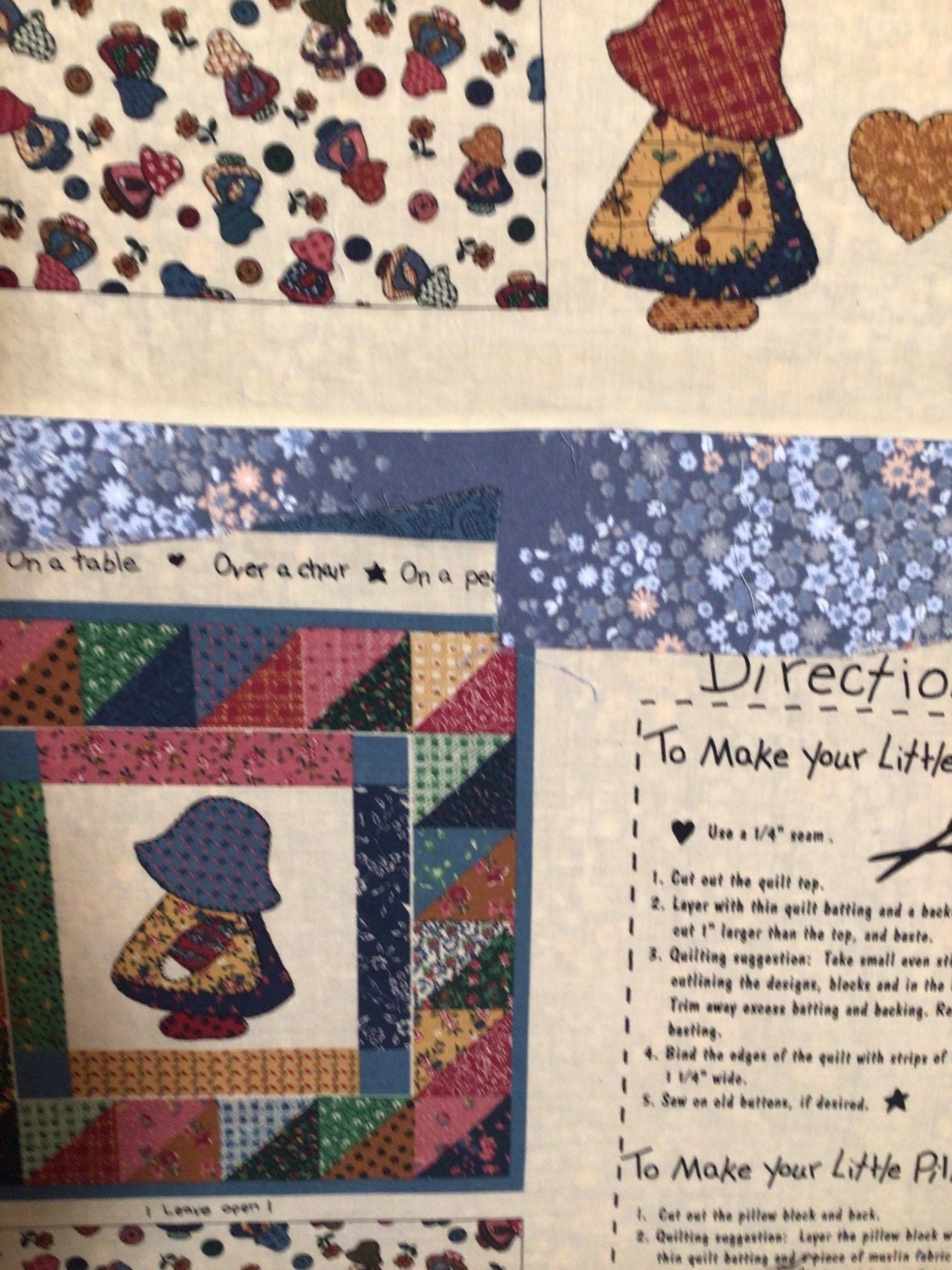 Sun Bonnet Sue Little Quilt or Little Pillow Cut and Sew 2 Pack - Etsy