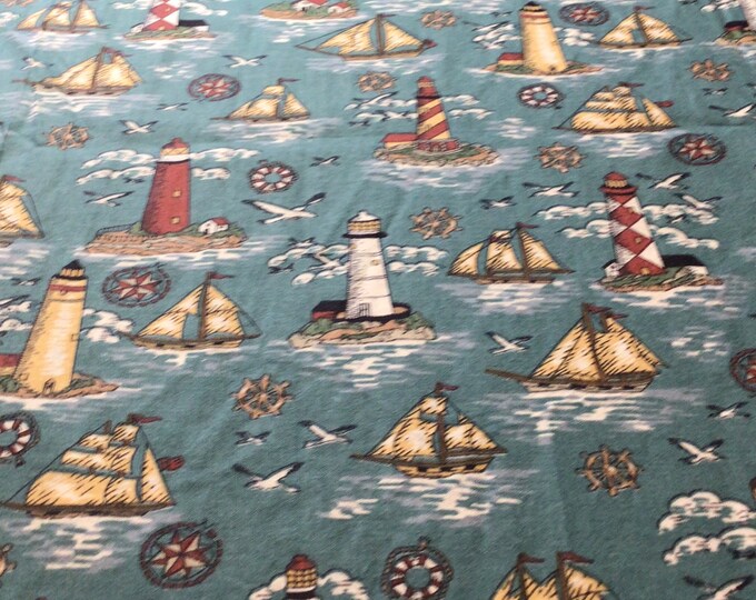 Vintage Lighthouse Fabric Blue - Etsy
