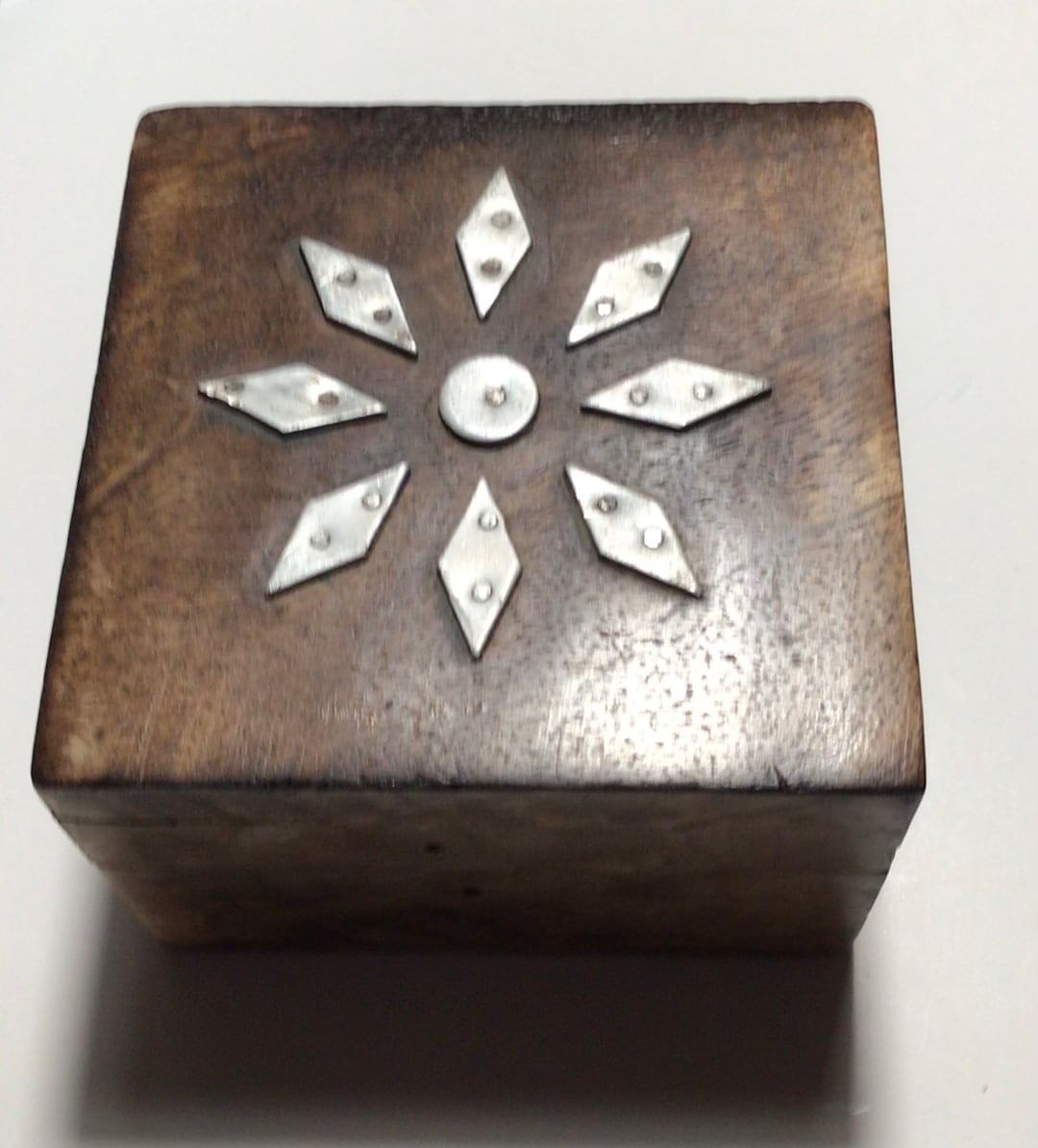 Vintage Small Decorative Wooden Box With Metal Inlay - Etsy